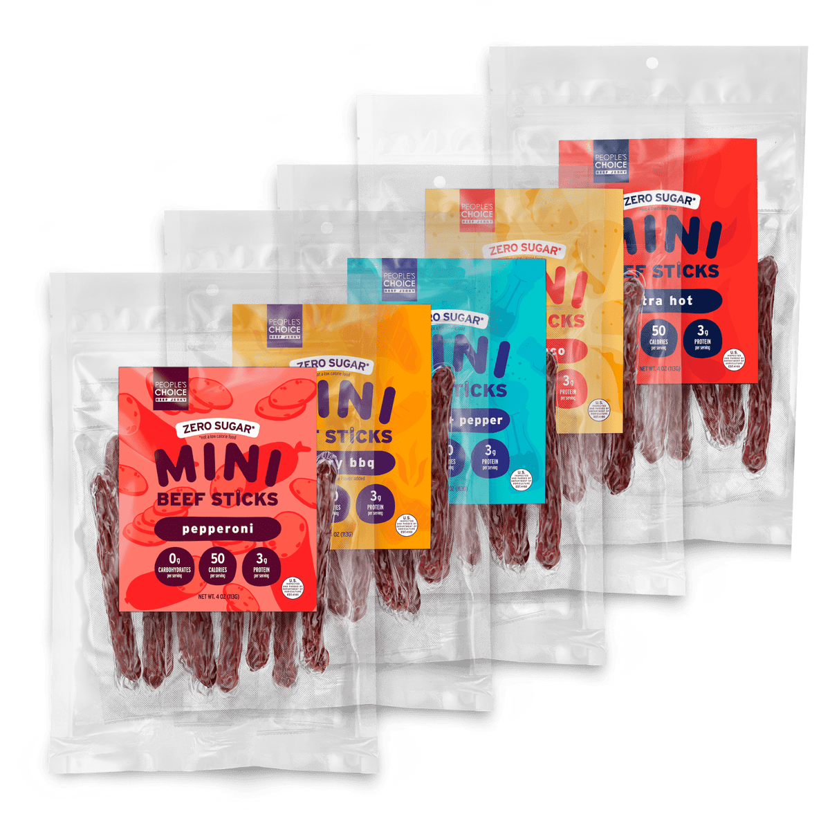 MINI STICKS - VARIETY PACK - BEEF STICKS – People's Choice Beef Jerky