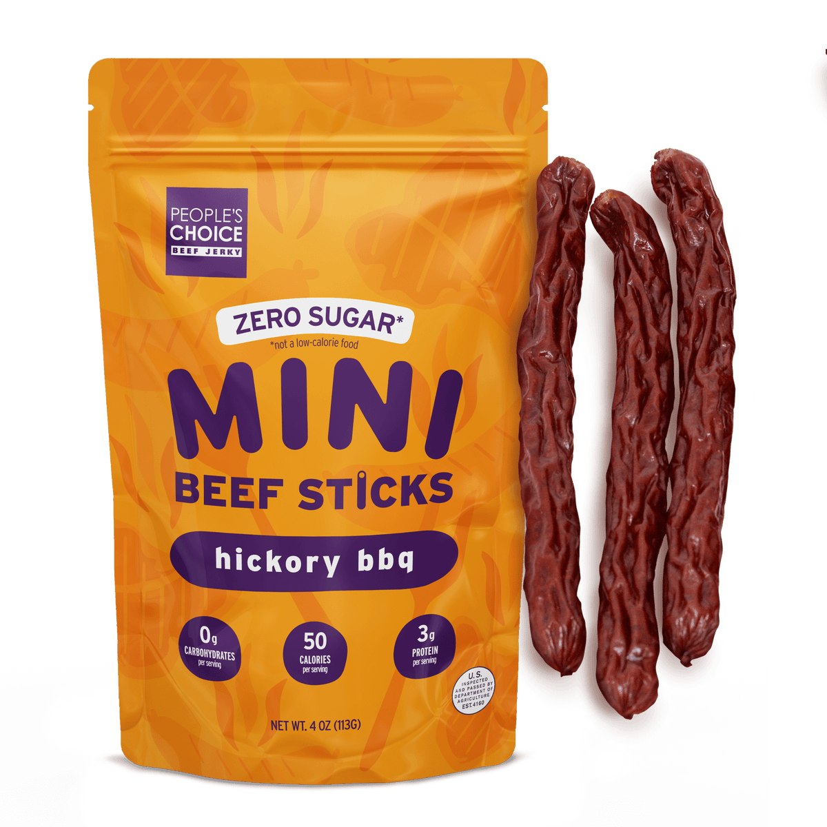 MINI STICKS - HICKORY BBQ BEEF STICKS – People's Choice Beef Jerky